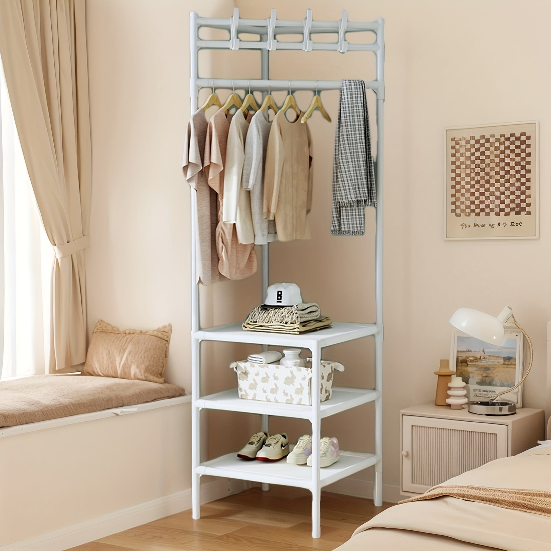 Heavy-Duty Corner Hanger - 2/3-Tier Storage with 4 Hooks for Shoes ...