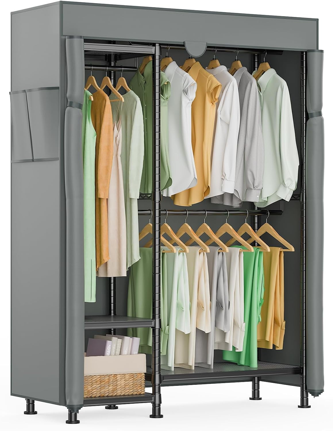 Heavy Duty Covered Clothes Rack, LG3C Garment Rack for Hanging Clothes ...