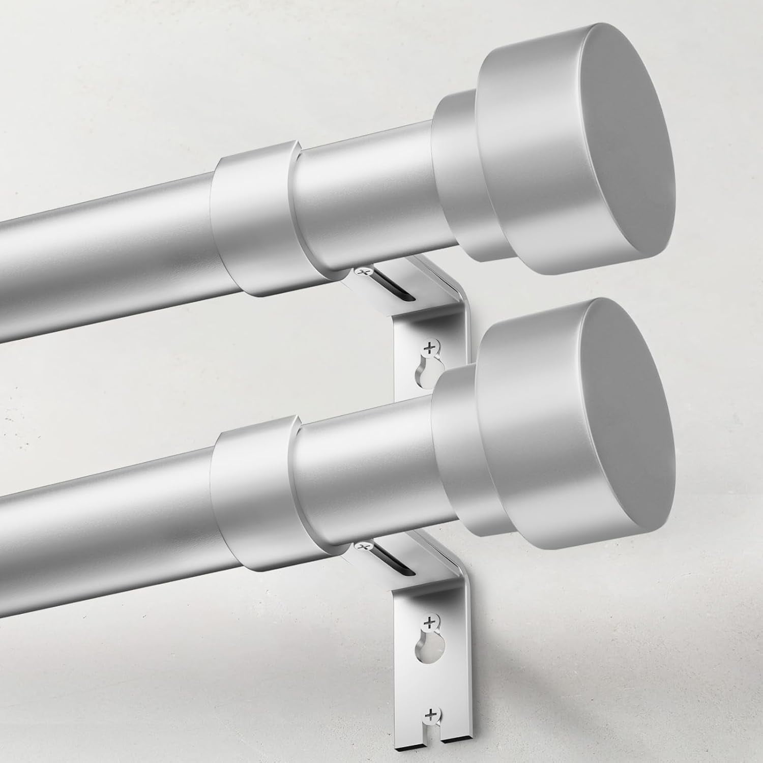 Heavy Duty Curtain Rods for Windows 66 to 120 Inch, 1 Inch Silver ...