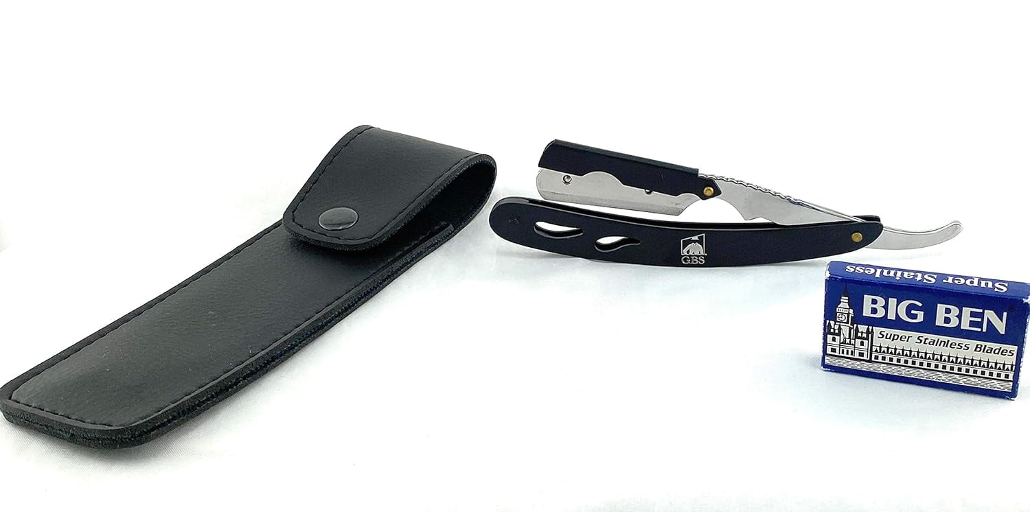 Heavy Duty Custom Barber Shavette-- Black handle -with Leather Case ...