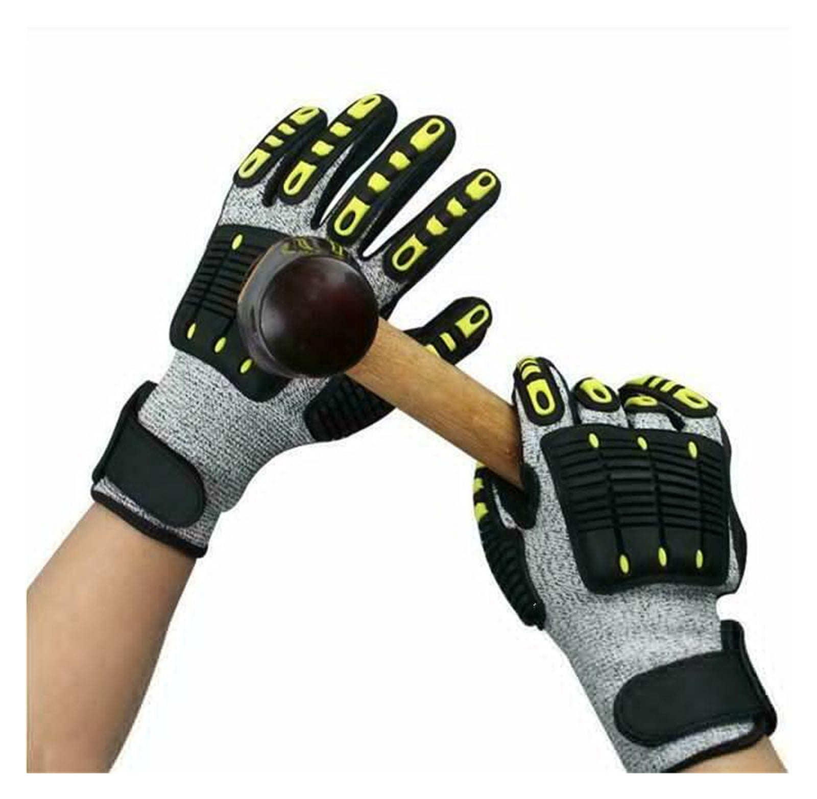 Heavy Duty Cut Resistant Gloves Anti Impact Vibration Oil Safety Work ...