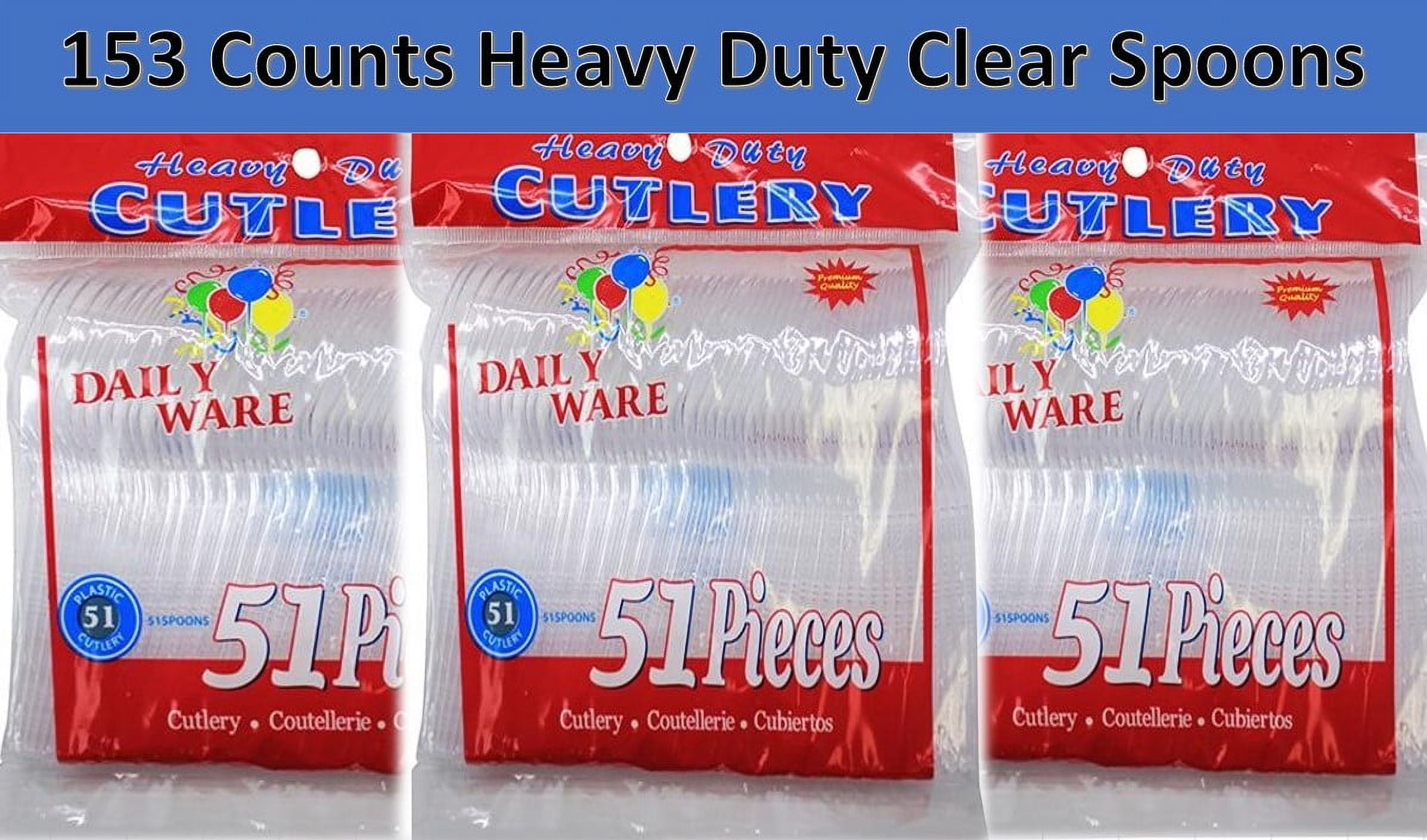 Heavy Duty Cutlery Disposable Plastic Spoons, Clear, 153 Count (3 Packs ...