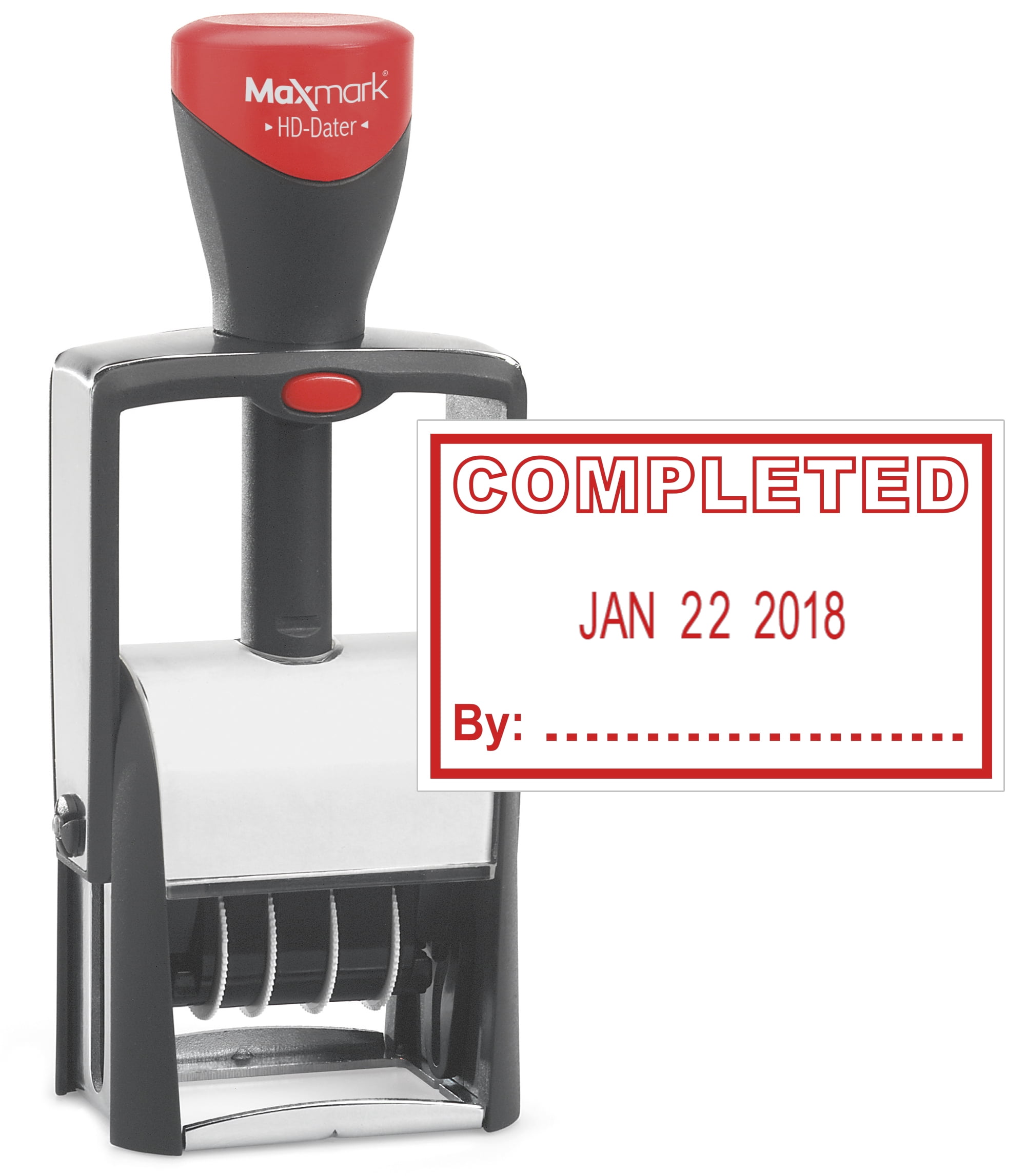 Heavy Duty Date Stamp with "COMPLETED" Self Inking Stamp - RED Ink ...