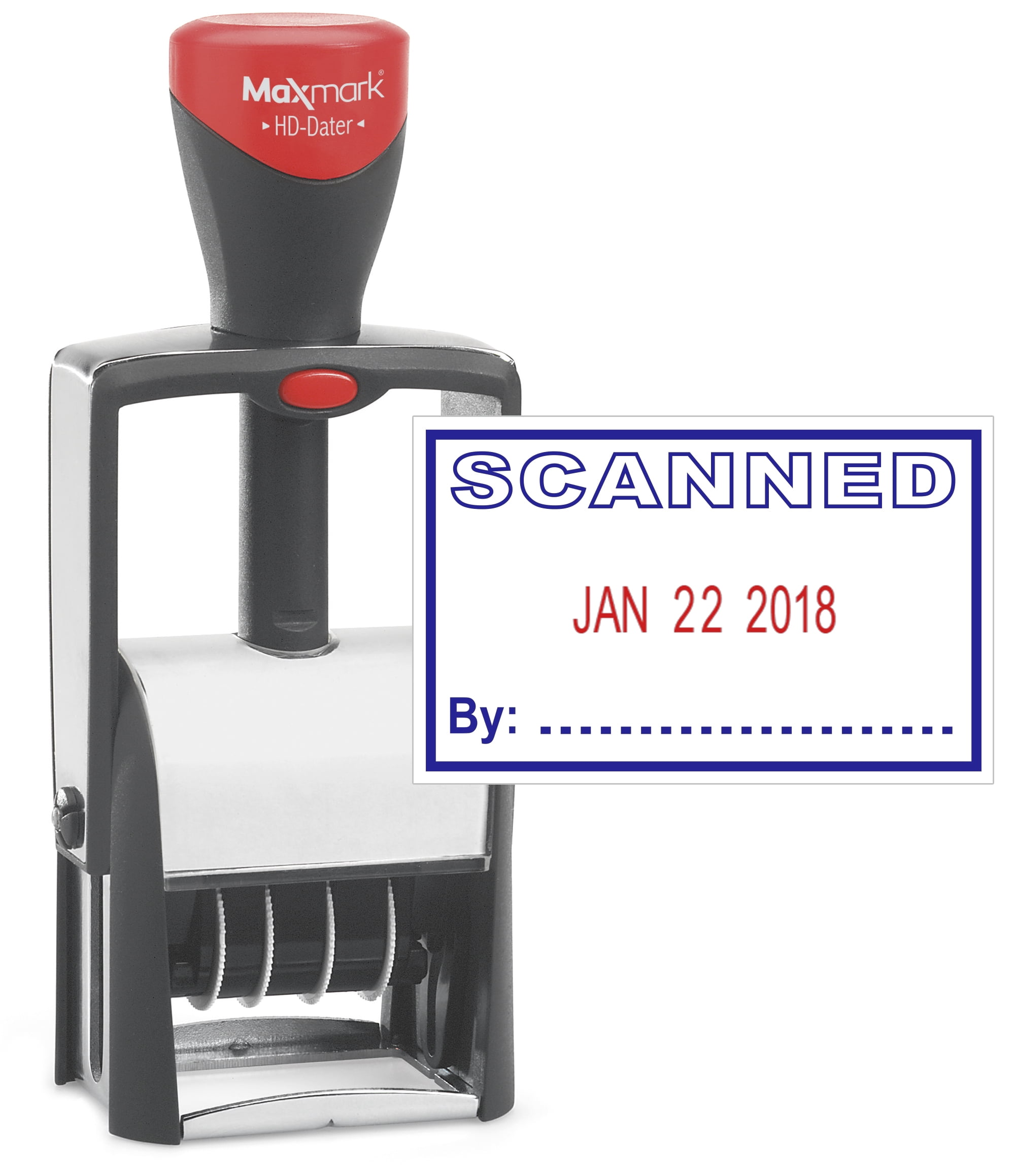 Heavy Duty Date Stamp with "SCANNED" Self Inking Stamp - 2 Color Blue ...