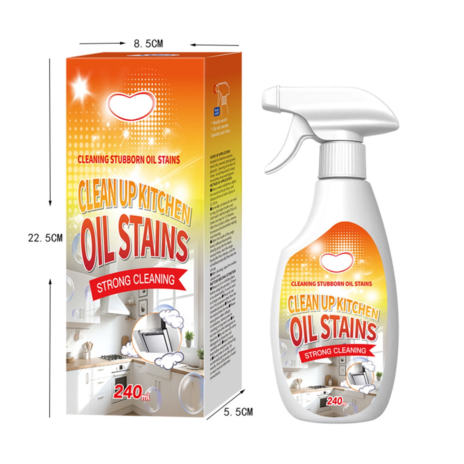 Heavy Duty Degreaser Spray 240ml for Kitchen Grill Oven Stovetop, 99.9% ...