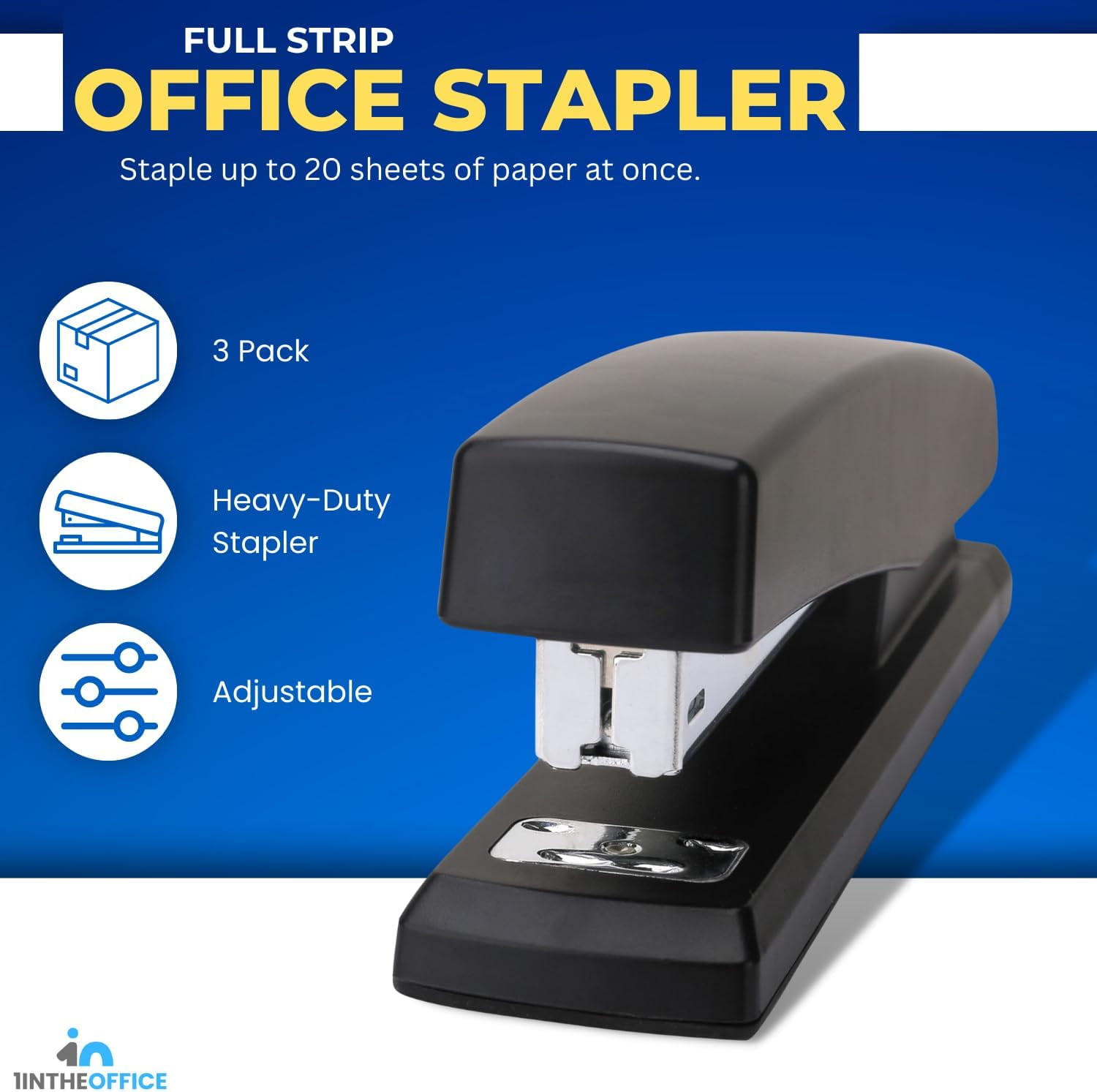 Heavy Duty Desk Stapler, Black, 20 Sheets Capacity, 3 Pack - Walmart.com