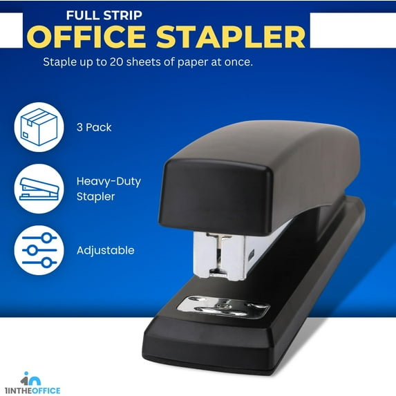 Heavy Duty Desk Stapler, Black, 20 Sheets Capacity, 3 Pack - Walmart.com
