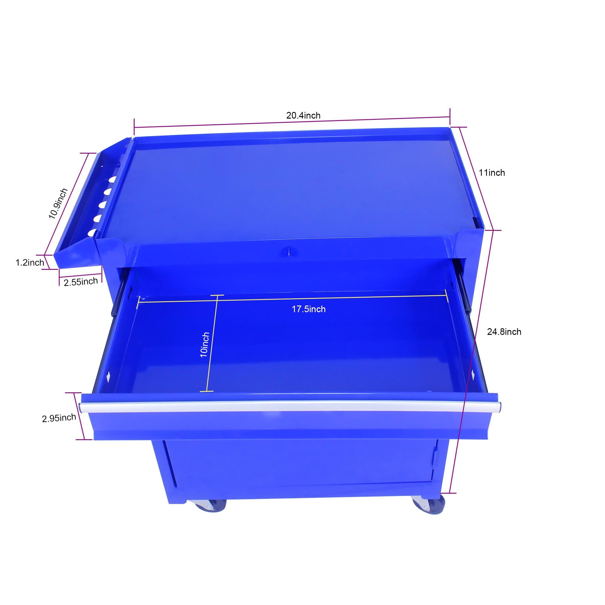 Heavy-Duty Detachable Tool Chest, Blue 5-Drawer Unit with Locking ...