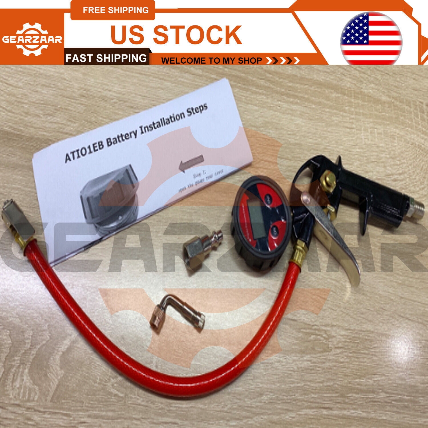 Heavy Duty Digital Tire Inflator+Pressure Gauge Lock-On Air Chuck 0-150 ...