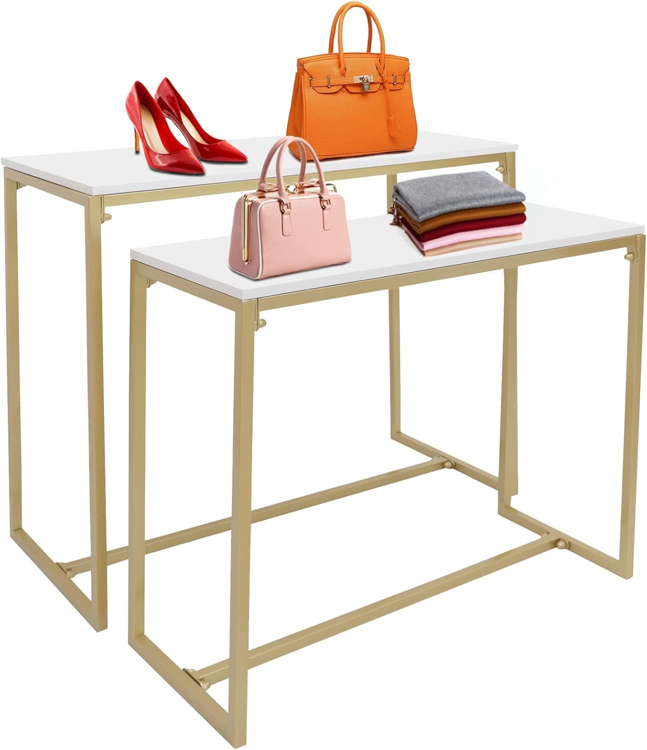 Heavy Duty Display Table for Clothes Retail Stores, 2 Piece Metal Shoe ...