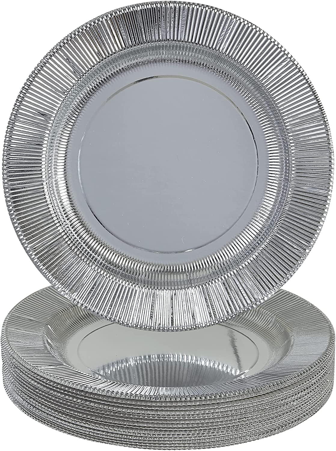 Heavy Duty Disposable Plates - 10 inch Paper Plates - Metallic Silver ...