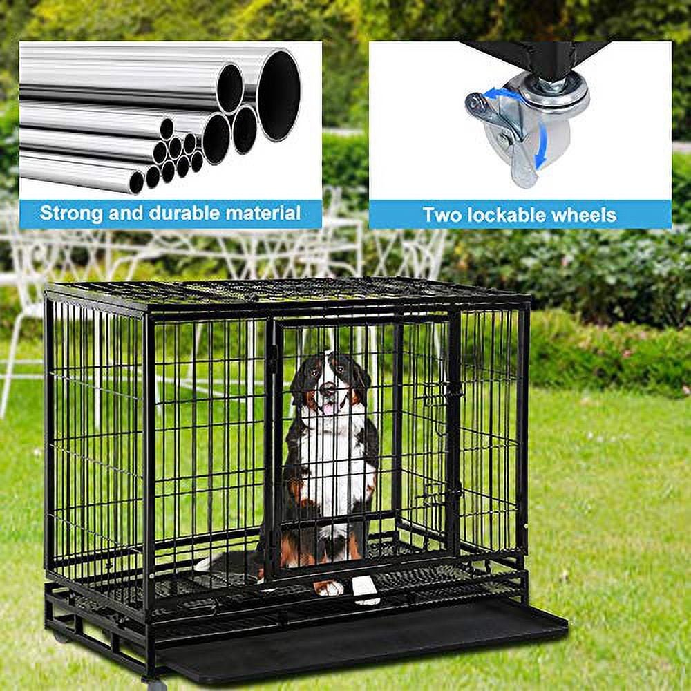 Heavy Duty Dog Crate Cage for Large Dogs, 48"/42"/36" Metal Pet Kennel ...