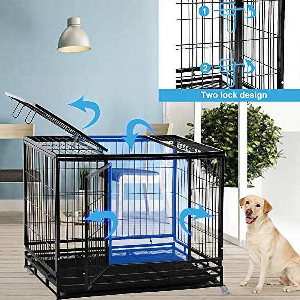 Heavy Duty Dog Crate Cage for Large Dogs, 48"/42"/36" Metal Pet Kennel ...