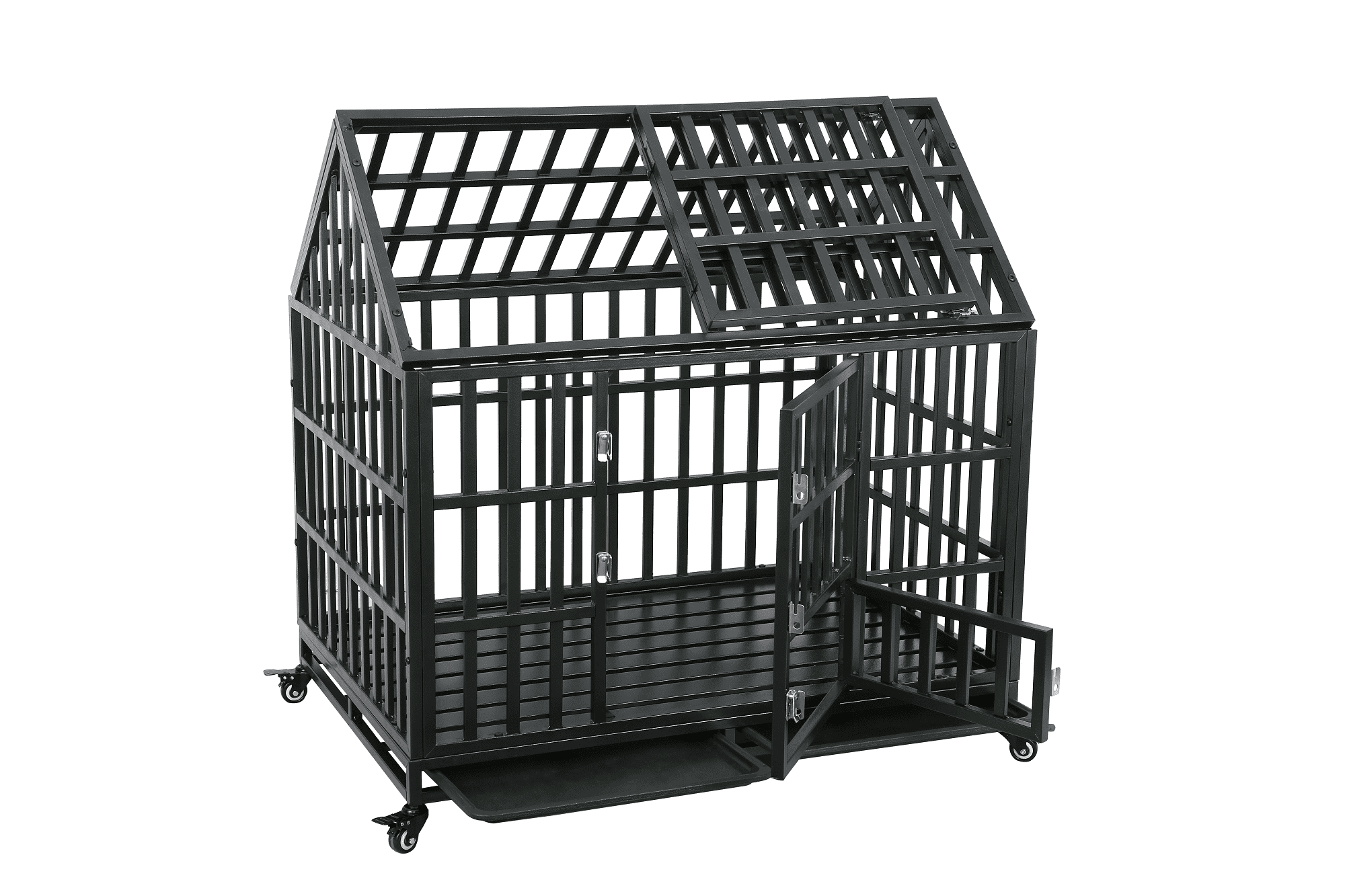 Heavy Duty Dog Crate Dog Cage, 43" Indestructible Metal Dog Kennel ...