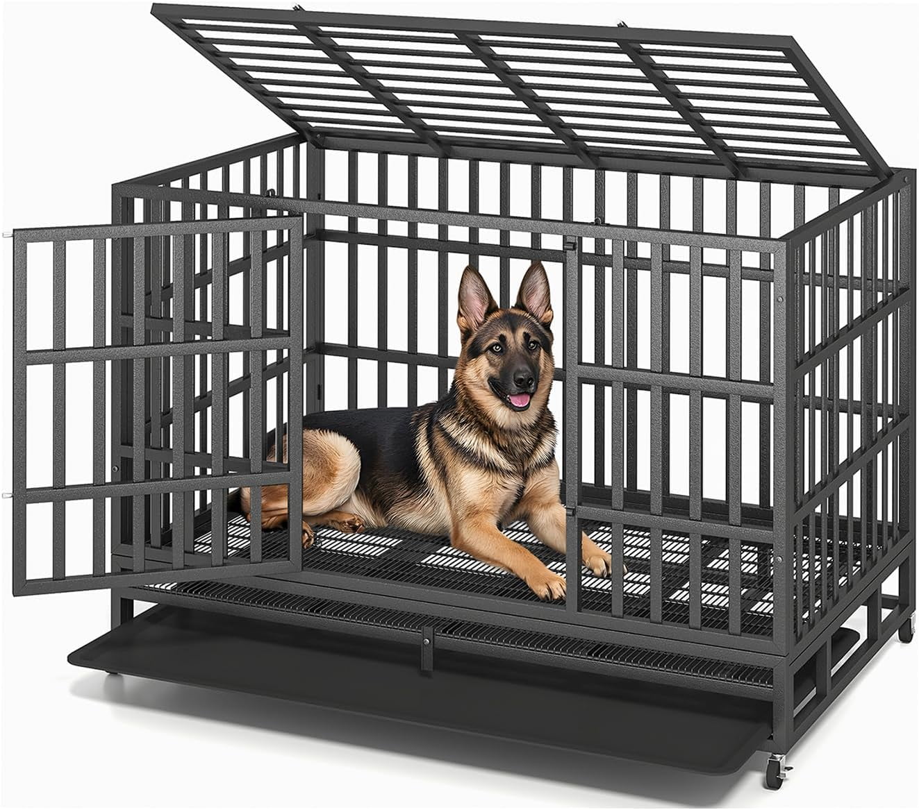 Heavy Duty Dog Crate – Escape Proof Steel Kennel for Large Dogs, High ...