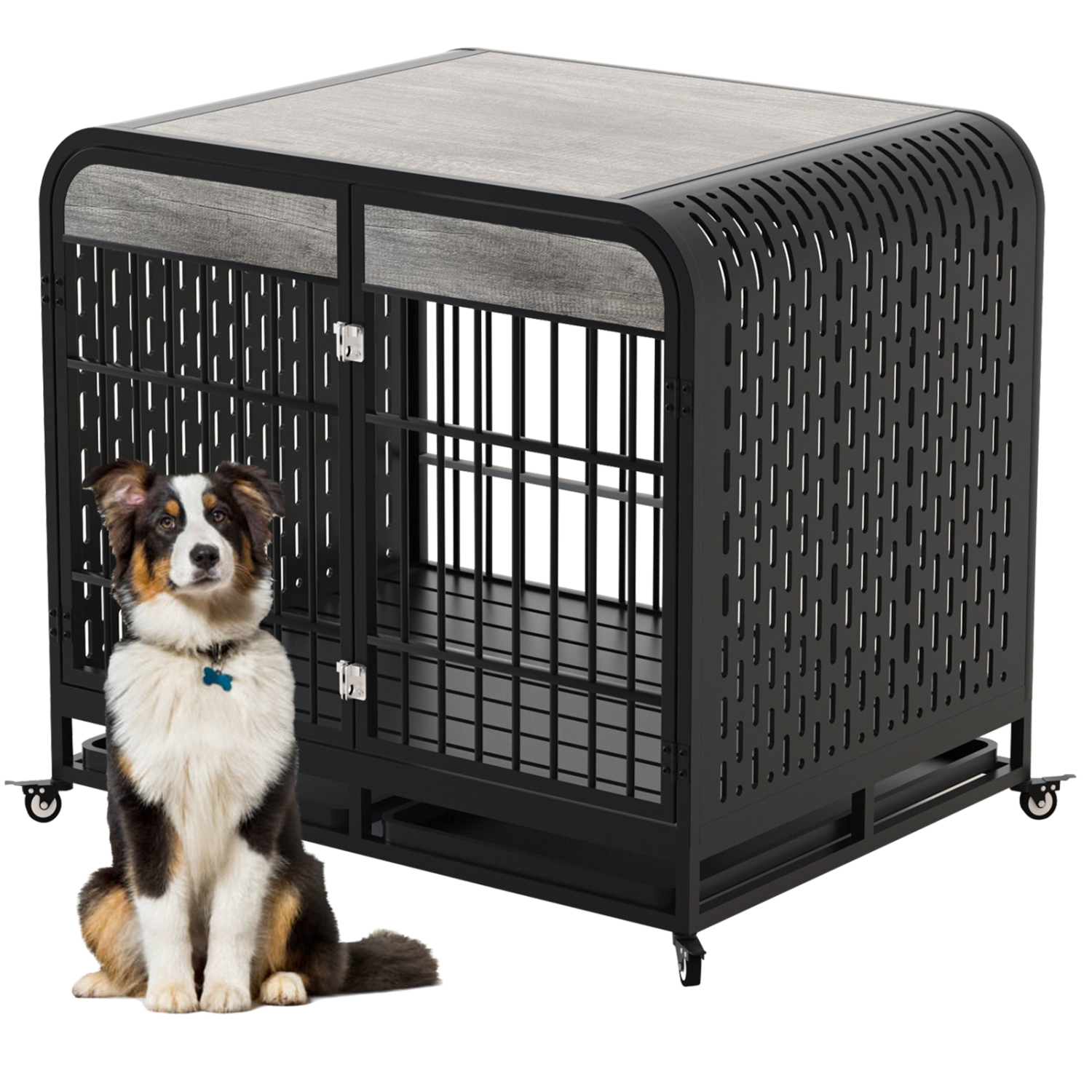 Heavy Duty Dog Crate Furniture Wooden Table Pet Dog Cage Kennel House ...