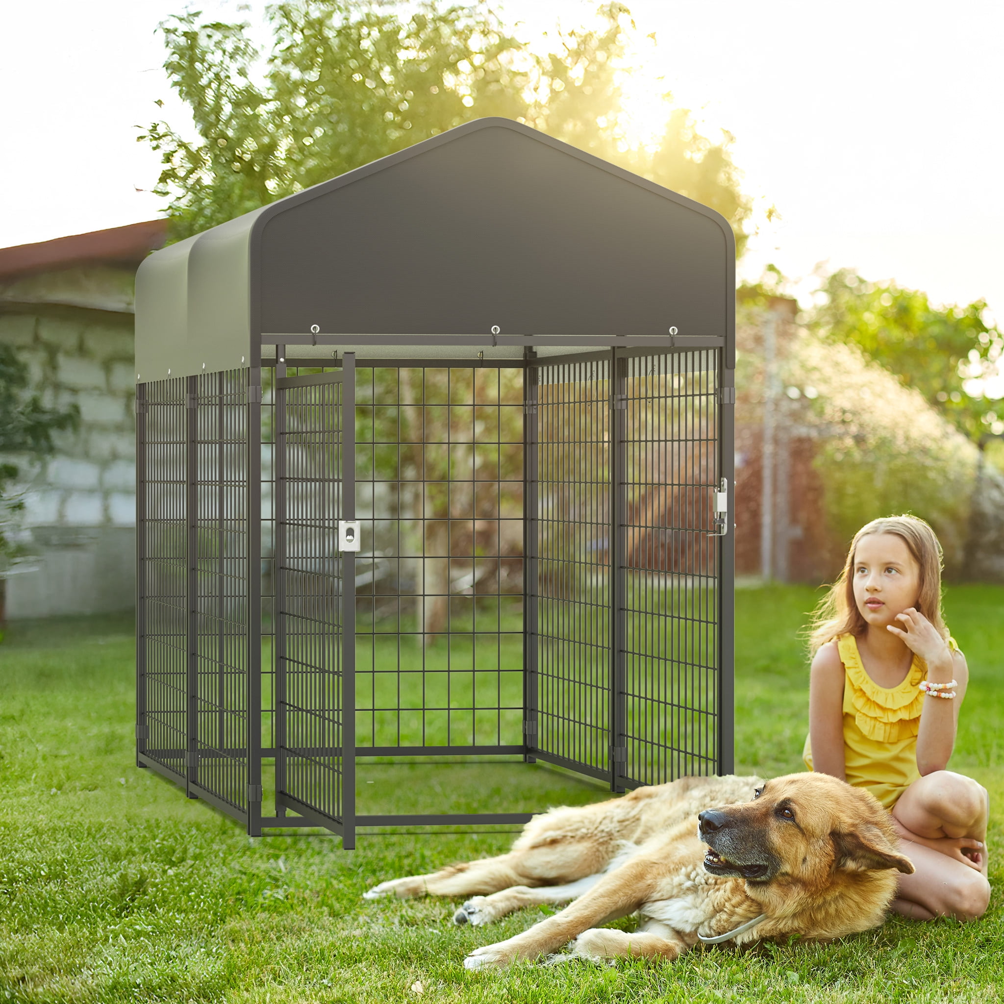 Heavy Duty Dog Kennel Cage Outside with Upgrade Secure Lock Dog Run ...