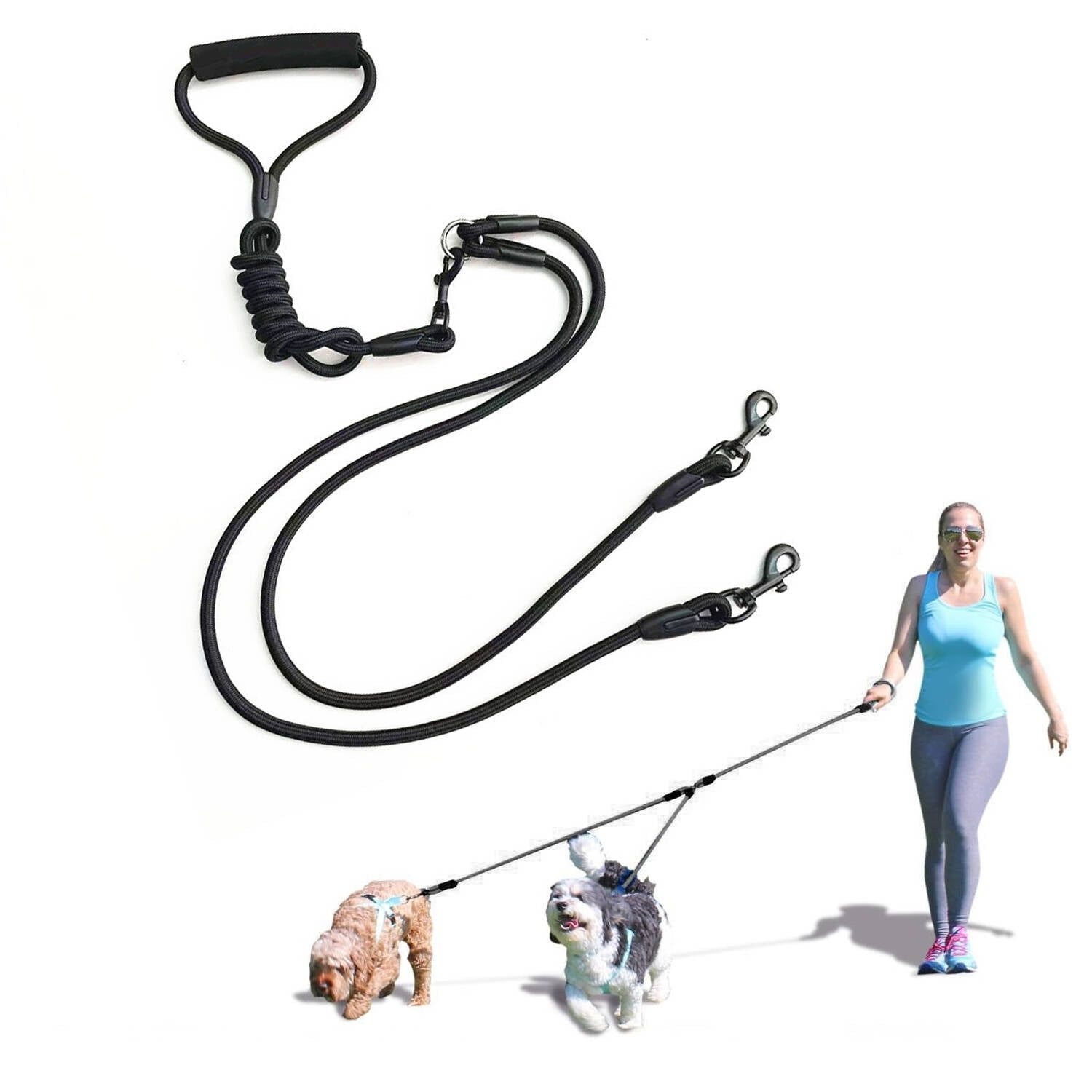 Heavy Duty Double Dog Leash No Tangle, 70 Inch Multi Dog Leash 2 Way ...