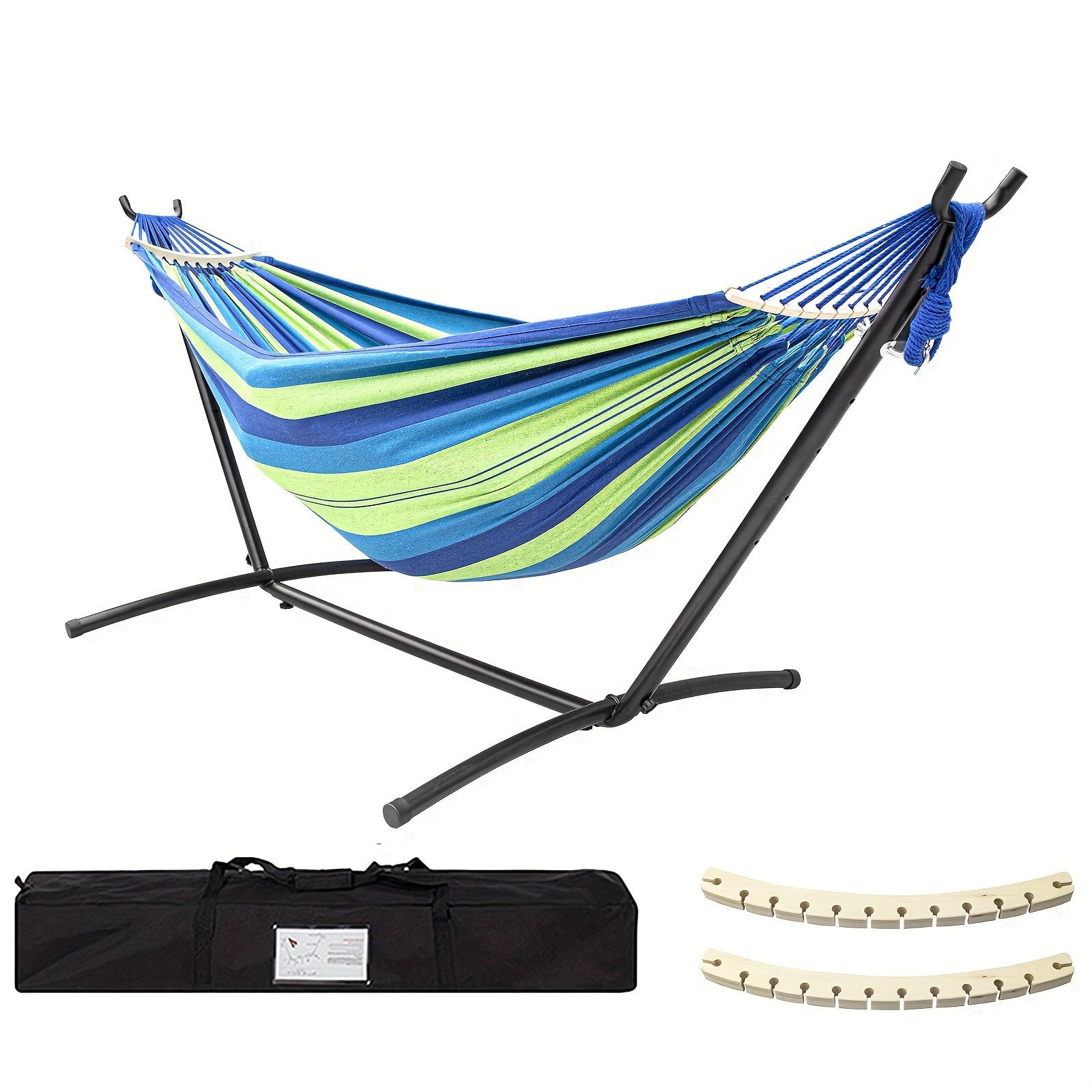 Heavy-Duty Double Hammock with Steel Stand - 450lb Capacity, Portable ...