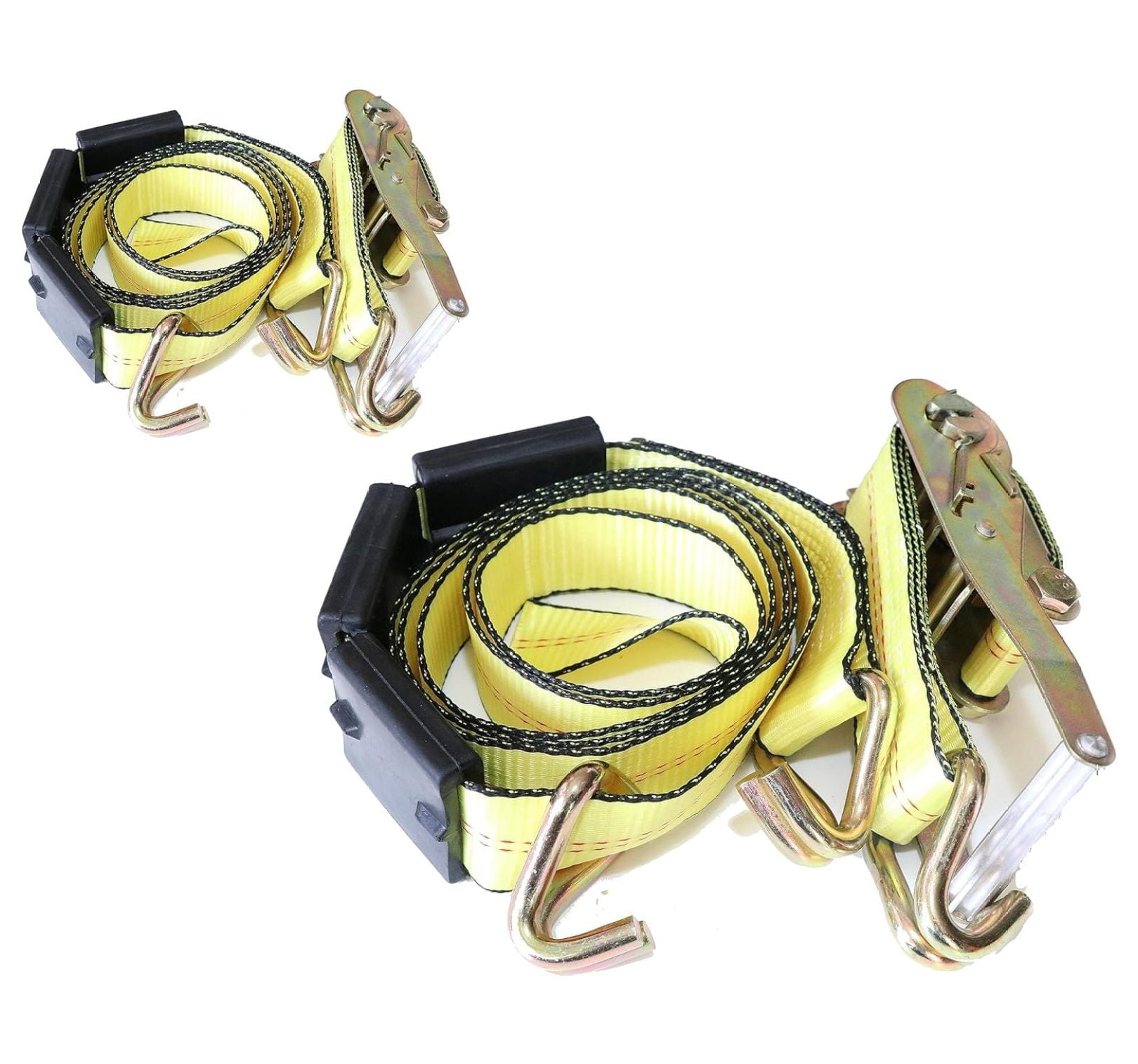 Heavy Duty Double J Hook Wheel Strap with Ratchet - Over Tire Wire Hook ...