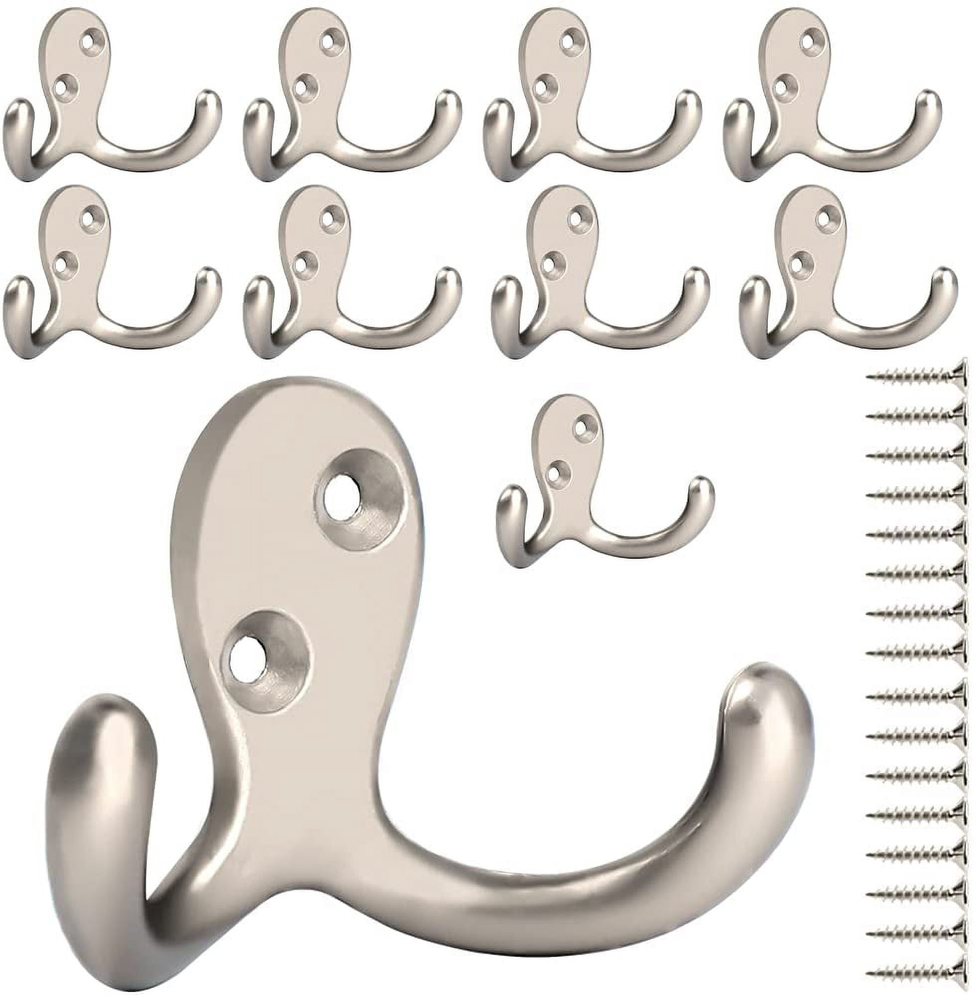 Heavy Duty Double Prong Coat Hooks Wall Mounted with Screws Retro ...