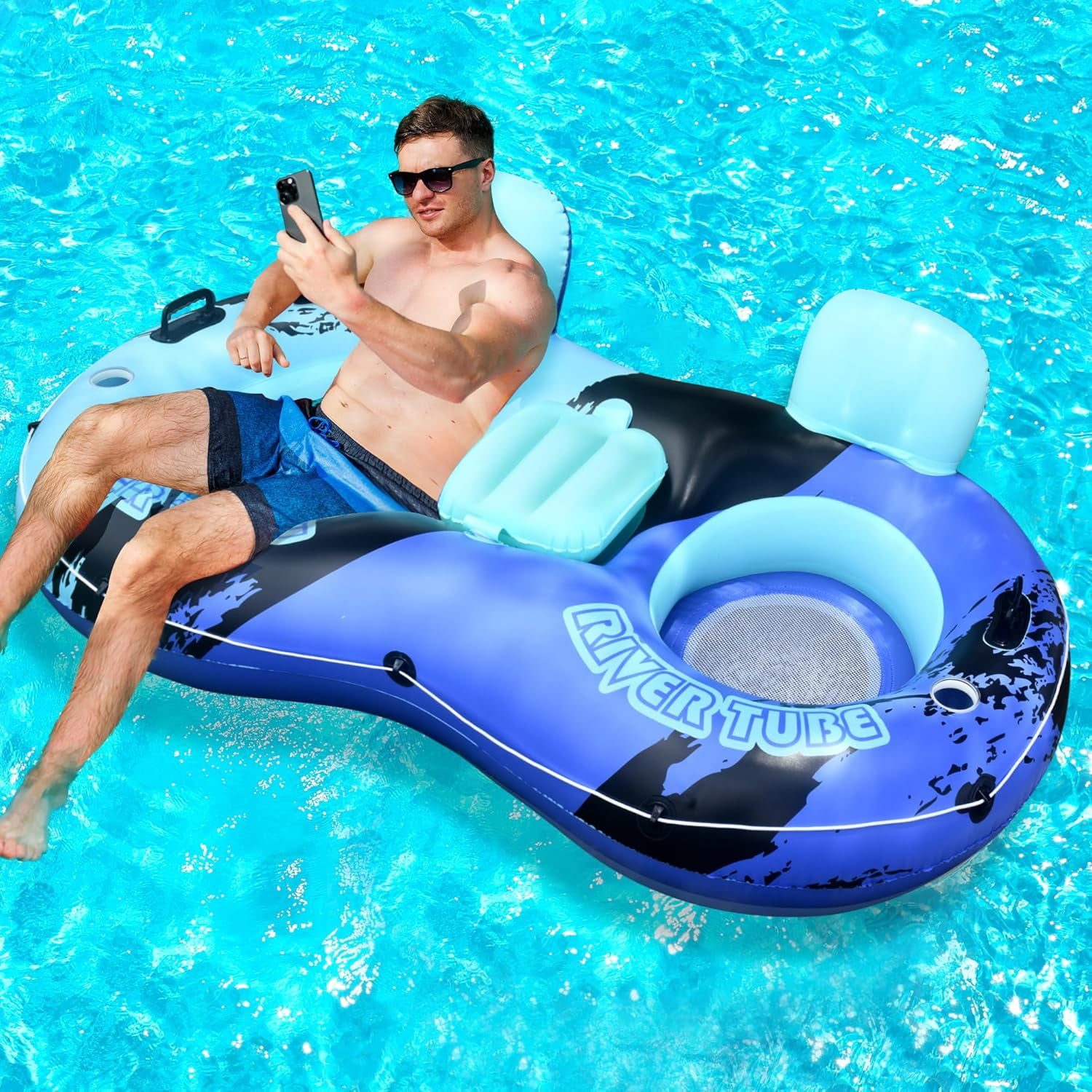 Heavy Duty Double River Tube, 2-Person Inflatable Floating Tube with ...