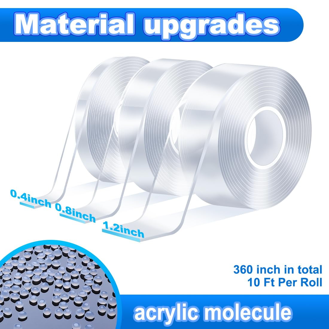 Heavy Duty Double Sided Tape for Walls (Total 30FT), 3 Rolls Strong ...