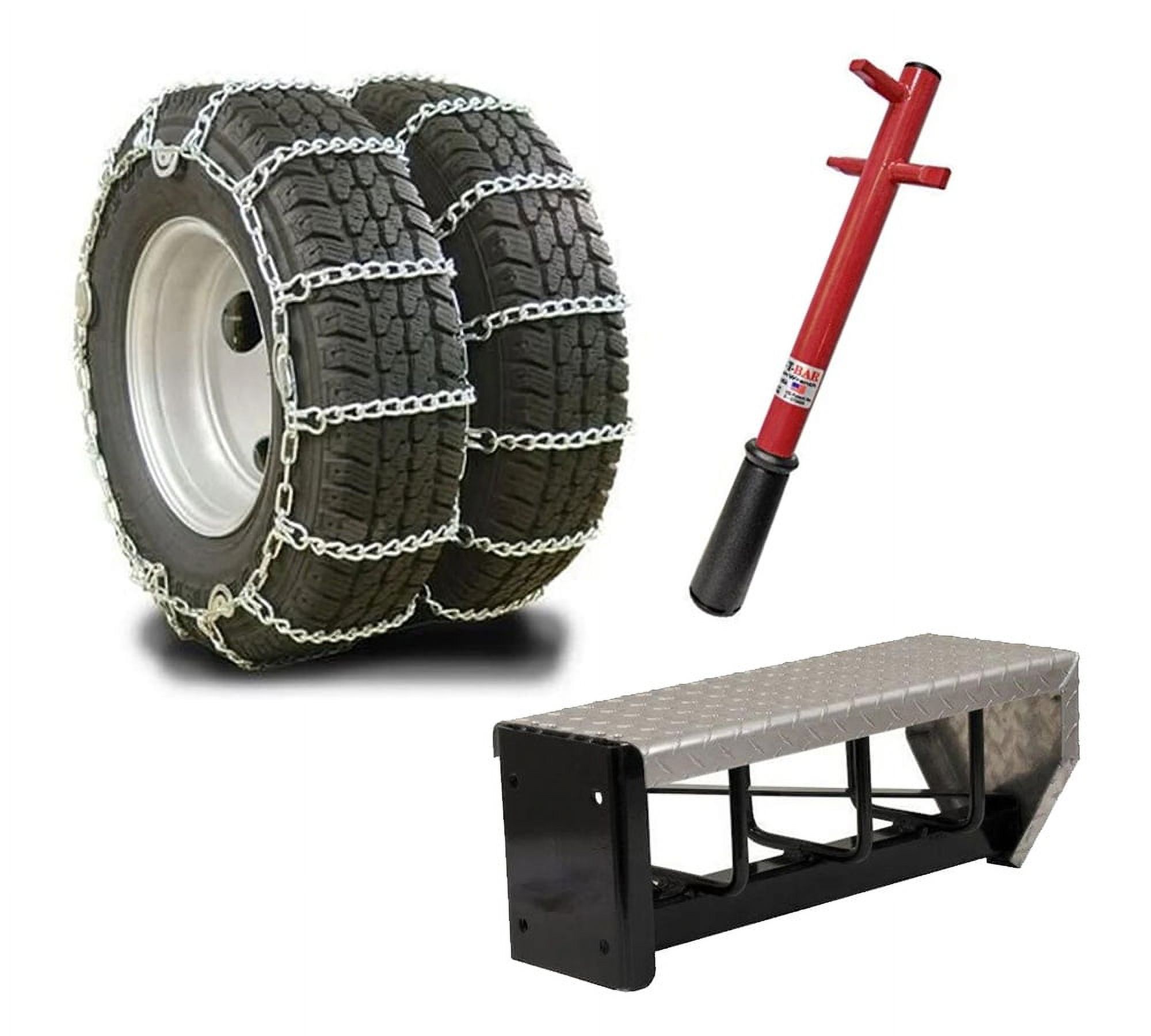 Heavy-Duty Double Tire Truck Chain 24.5" KIT (Buddy Bar Wrench, Carrier ...