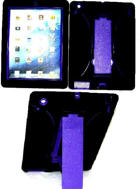 Heavy Duty Dual-Layers Hybrid Kickstand Ipad 4 , 3 & 2 Black / Violet ...