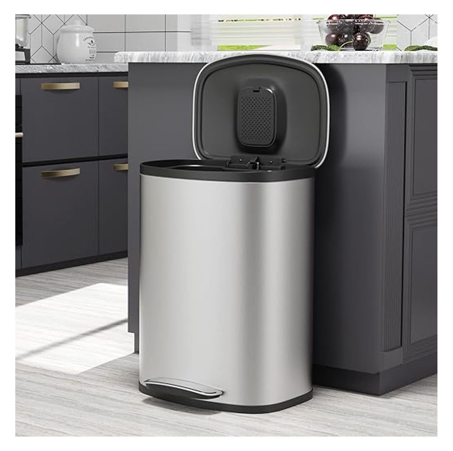 Heavy Duty Dumpster 13 Gallon 50 L, Pedal Large Trash Can with Soft ...