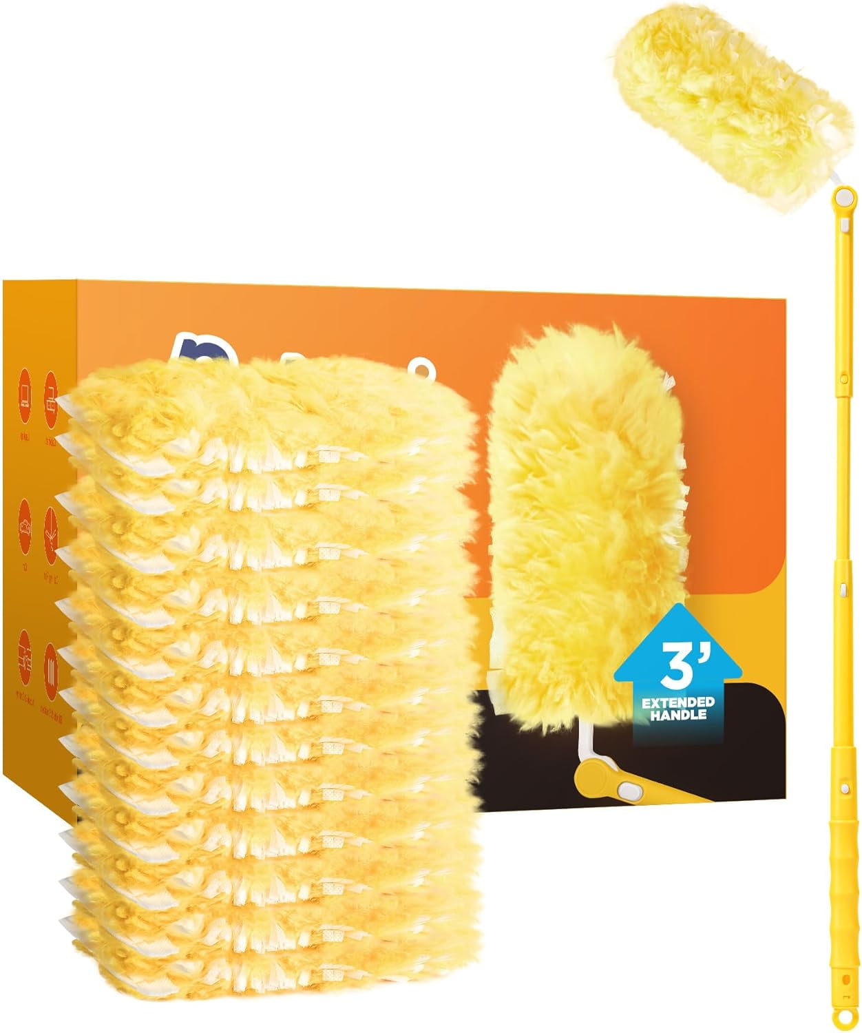 Heavy Duty Duster Refill Kit for Swiffer Duster with 3 ft Extension ...