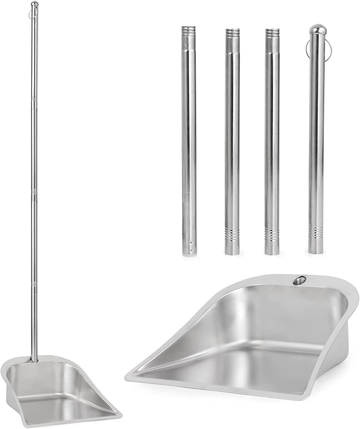 Heavy Duty Dustpan with Long Handle, 43" Stainless Steel Dust Pan ...