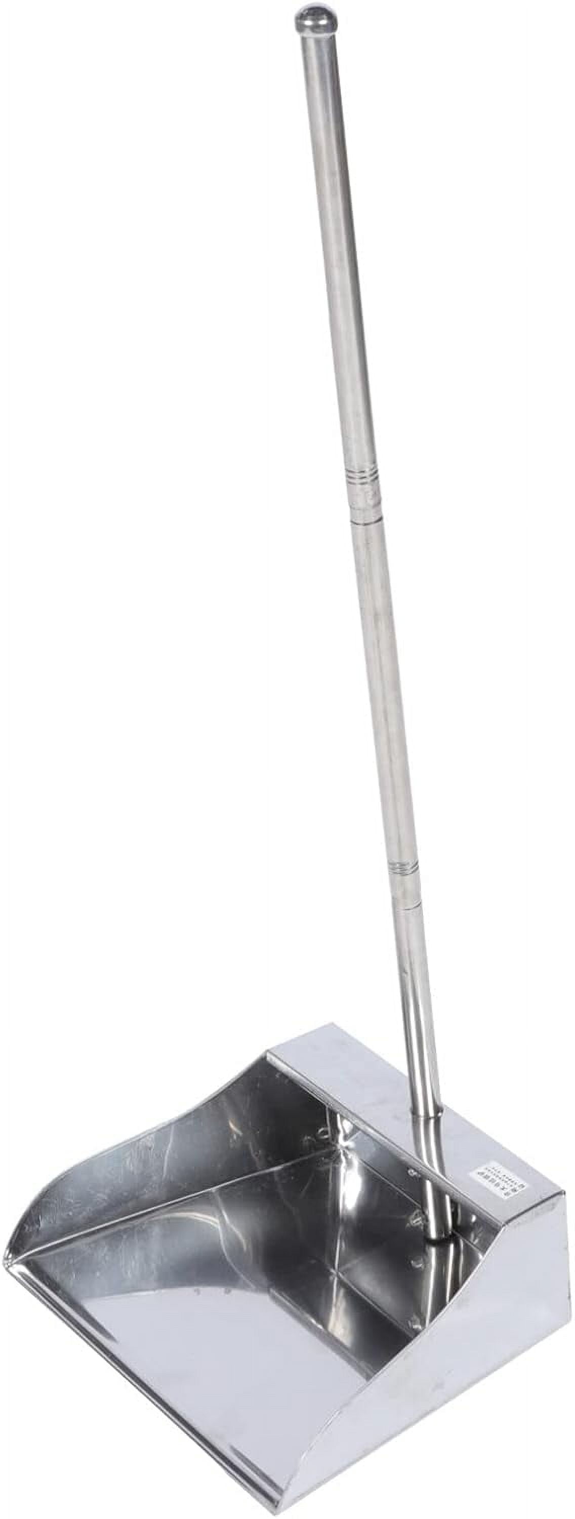 Heavy Duty Dustpan with Long Handle Stainless Steel Dust Pan Standing Upright Dustpan Stand Up ...
