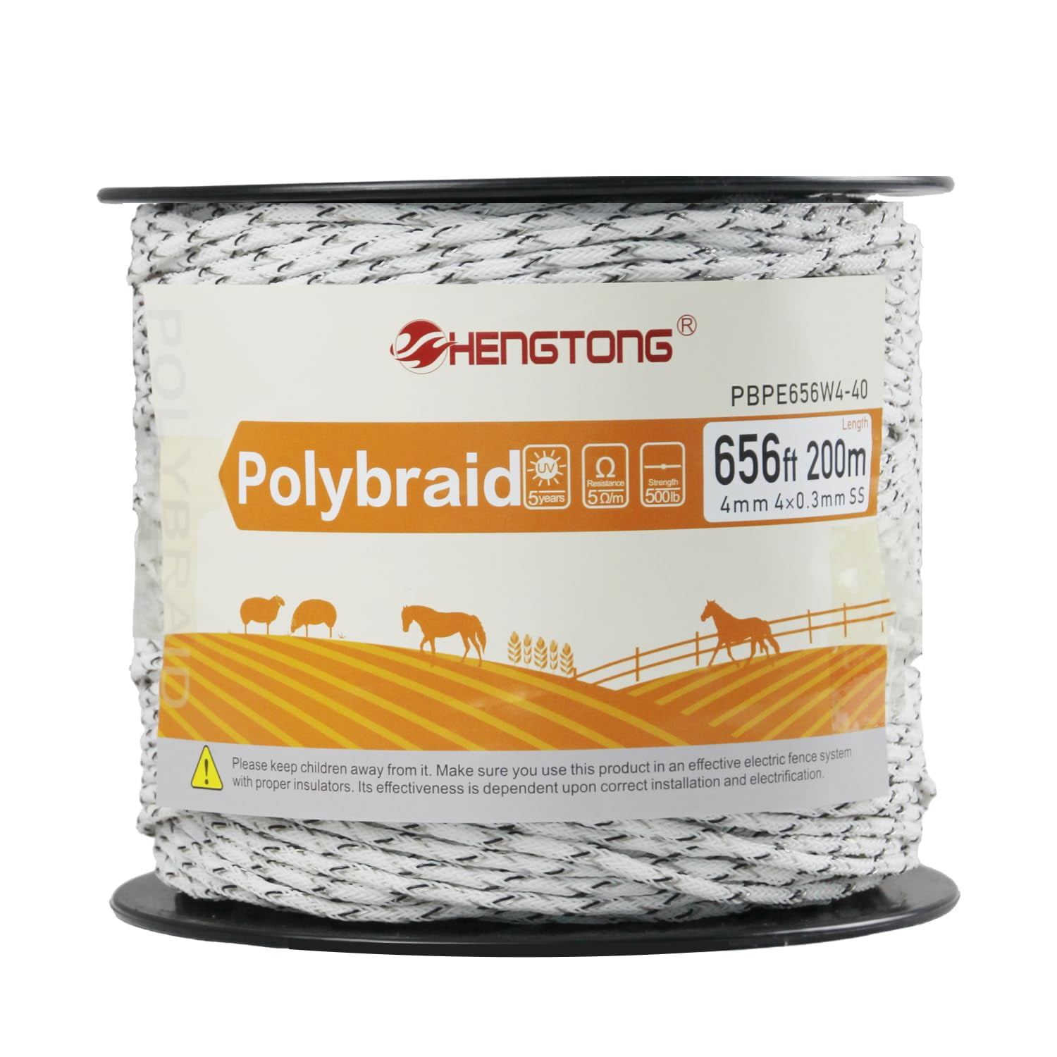 Heavy Duty Electric Fence Polybraid 656ft, High Visibility Braided Rope ...