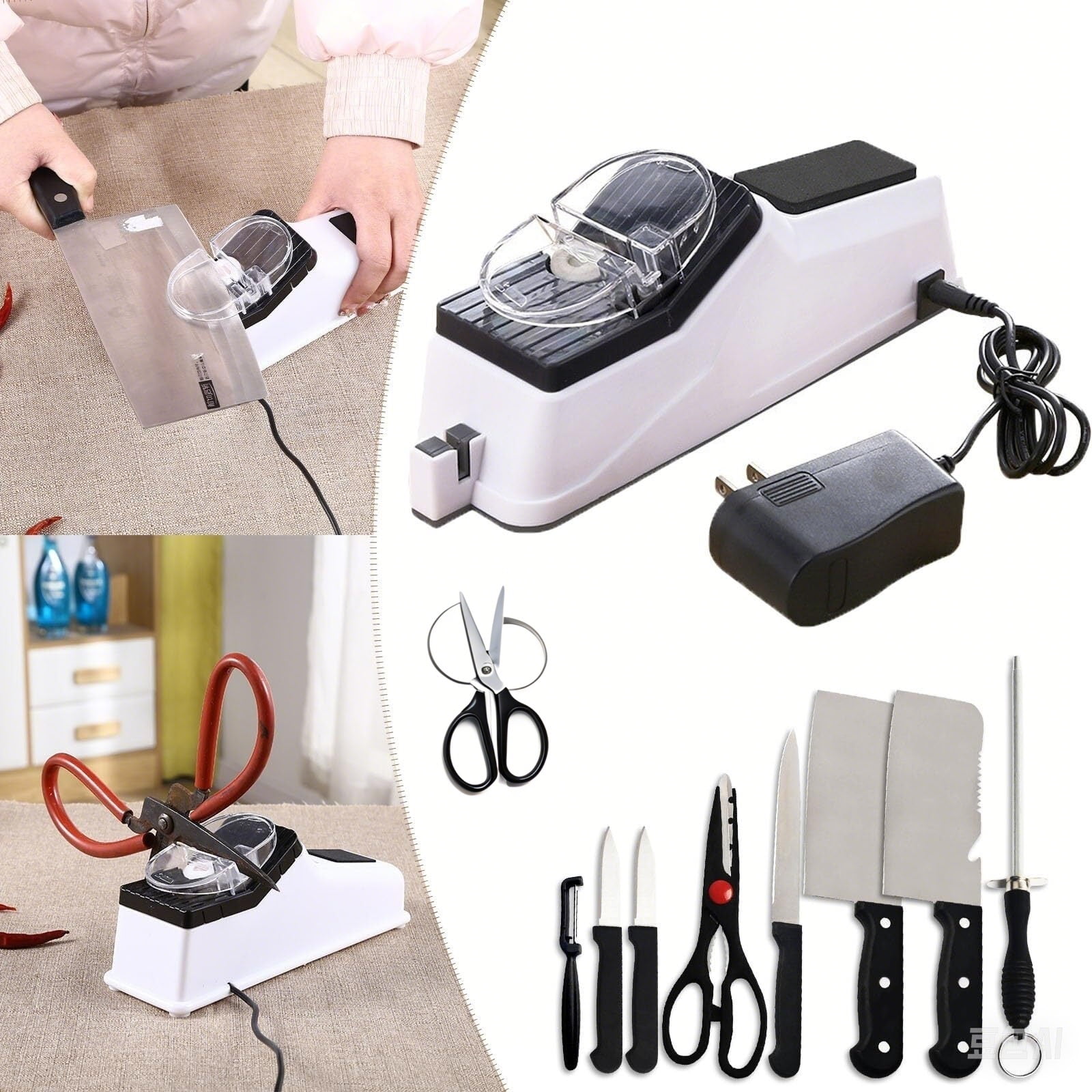 Heavy-Duty Electric Knife Sharpener Dual-Sided Precision Sharpening ...