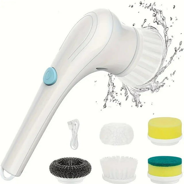 Heavy-Duty Electric Scrubber - Ergonomic Handheld Design with 5 Brush ...
