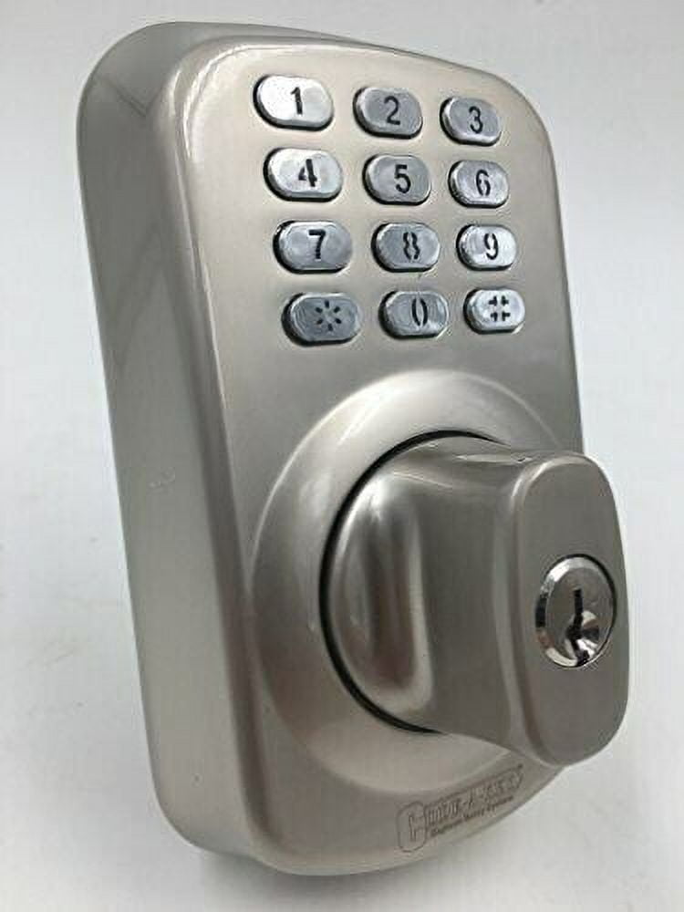 Heavy Duty Electronic Keyless Deadbolt Lock Satin Chrome Battery ...