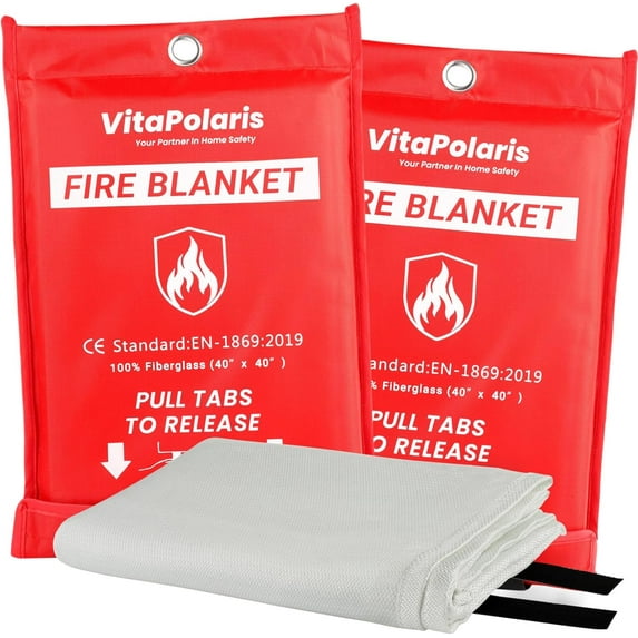 Heavy-Duty Emergency Fire Blanket, 2 Pack – Fireproof Fiberglass ...