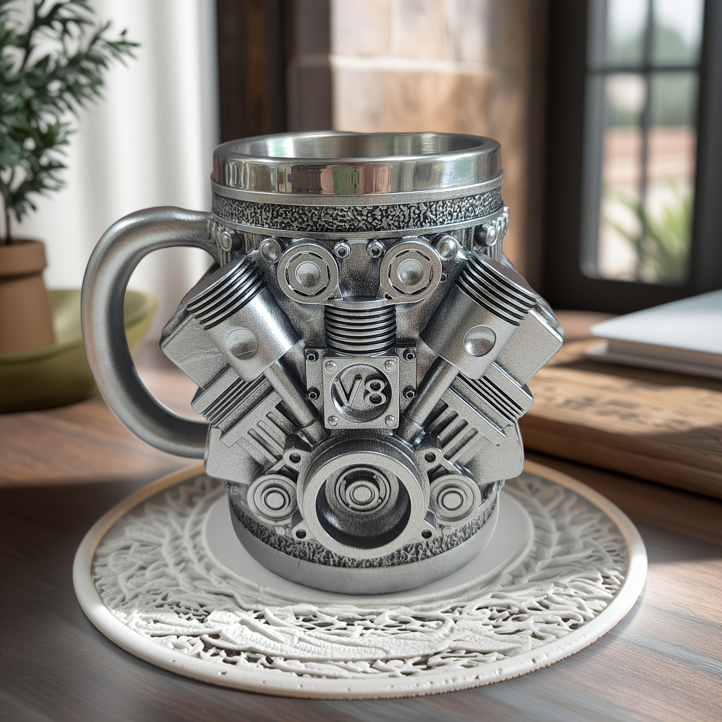 Heavy-Duty Engine Shaped Mug - Unique V6/V8 Piston Connecting Rods ...