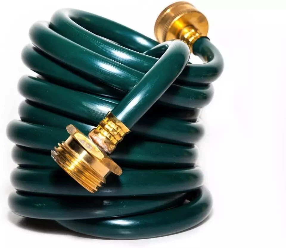 Heavy-Duty Eva Coil 10 Ft Garden Hose With 3/4 Ght Solid Brass Fittings ...