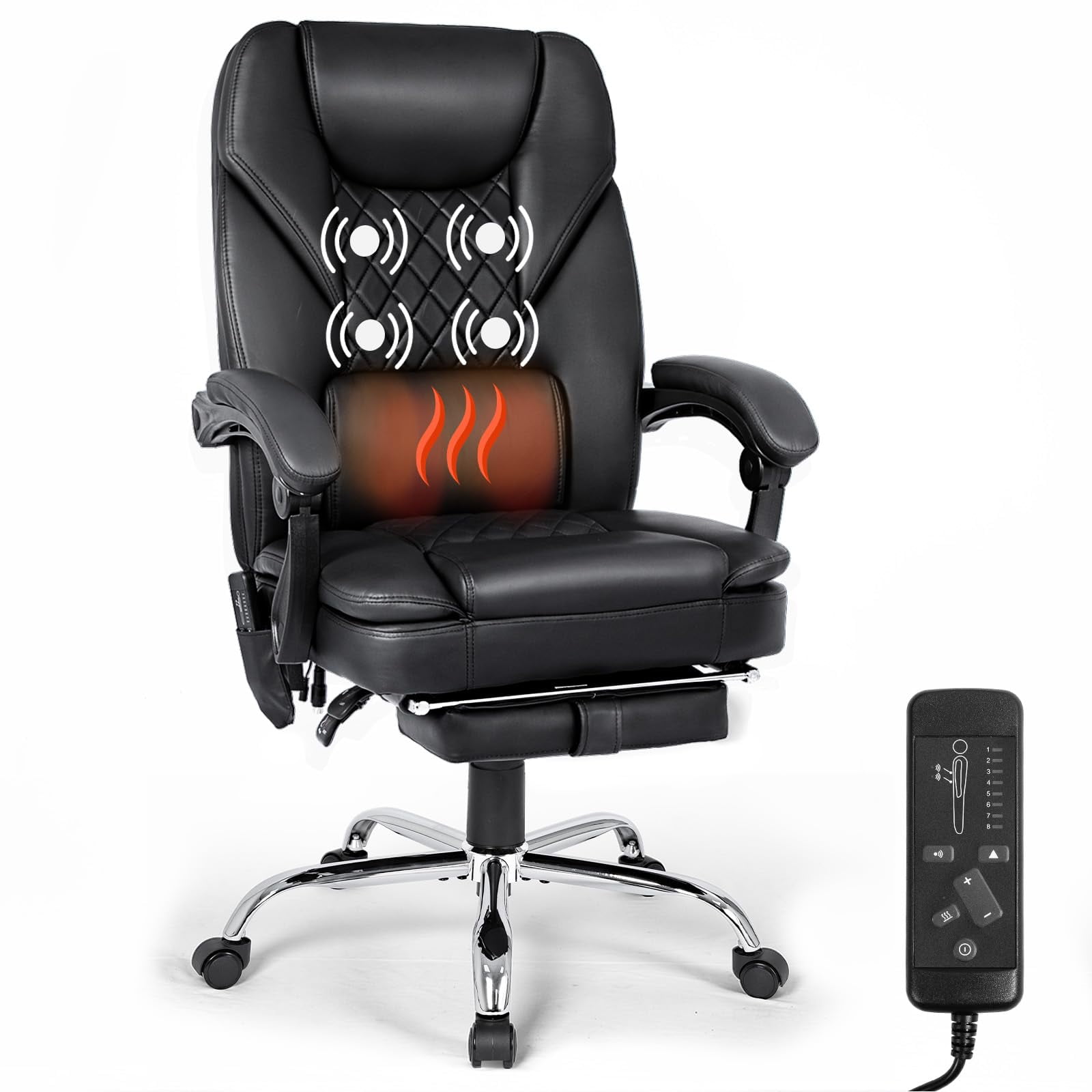 Heavy Duty Executive Leather Office Chair 400lbs Capacity, Ergonomic ...