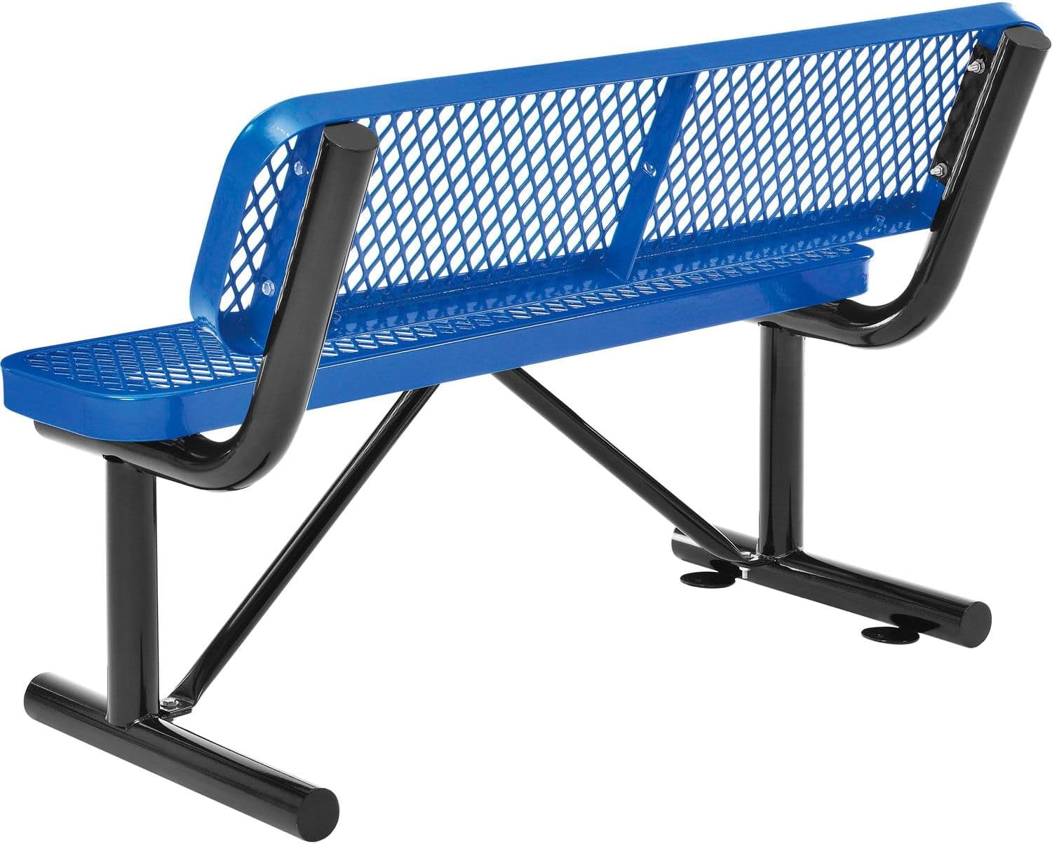 Heavy Duty Expanded Metal Mesh Bench with Backrest, Portable Outdoor ...