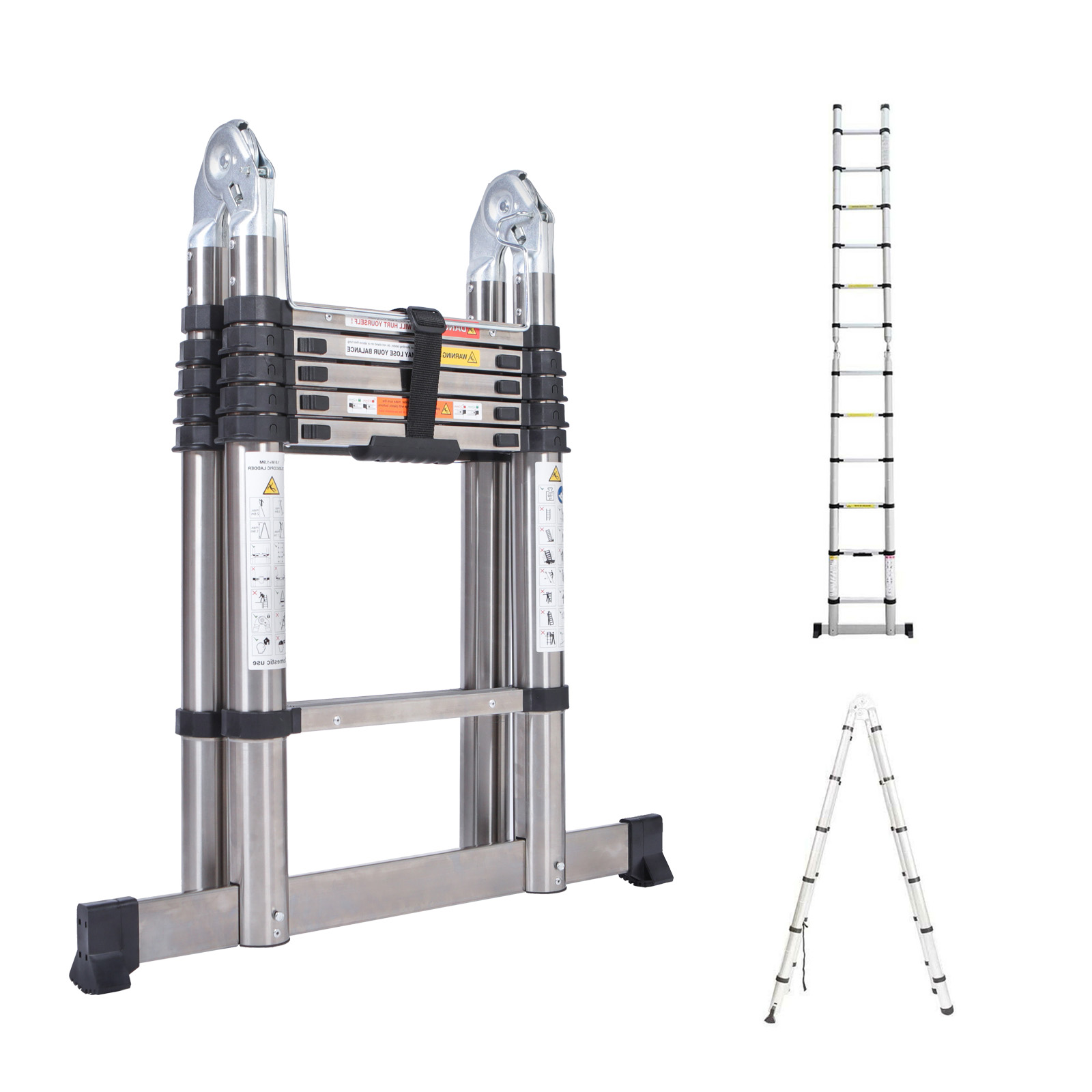 Heavy Duty Extension Ladder Stainless Steel Multi-Purpose Telescoping ...