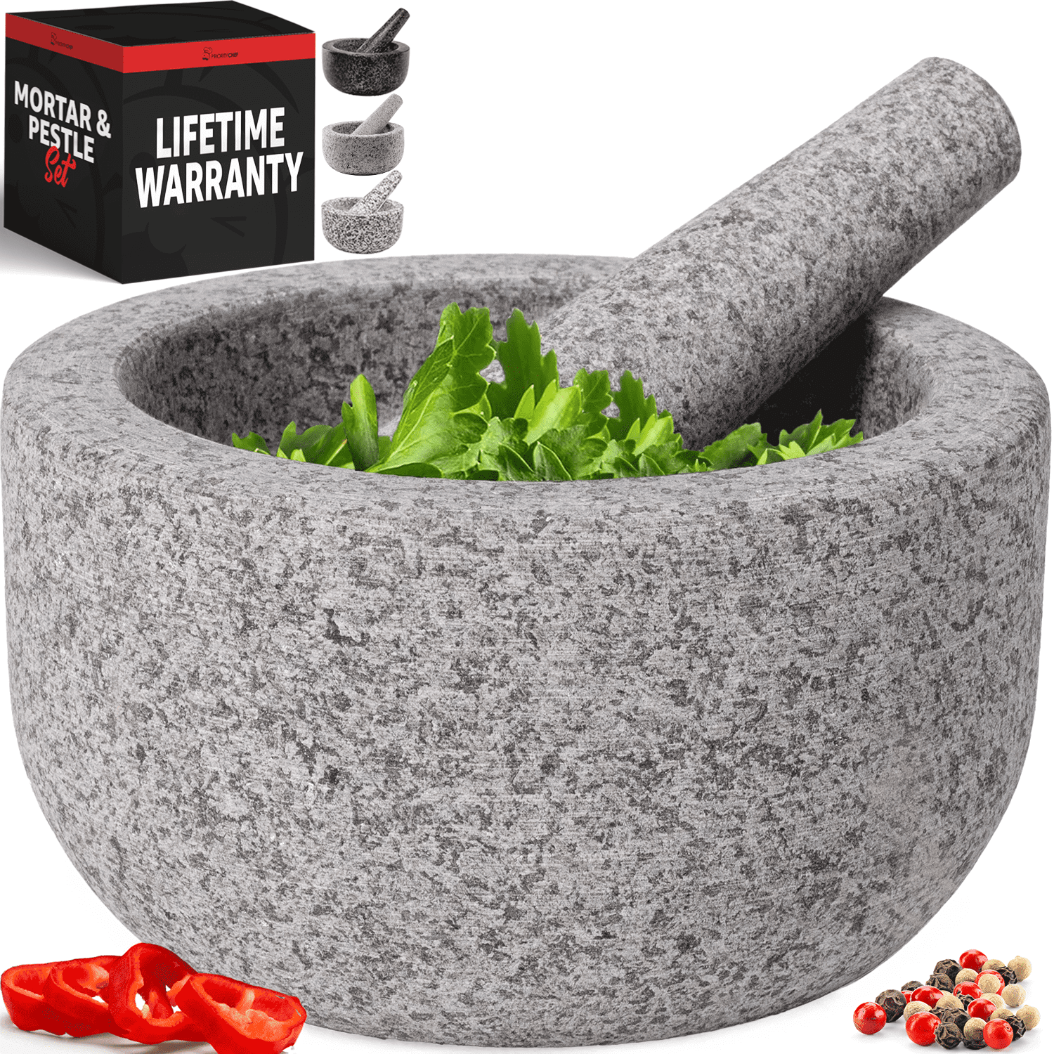 Heavy Duty Extra Large Mortar and Pestle Set, Hand Carved from Natural ...