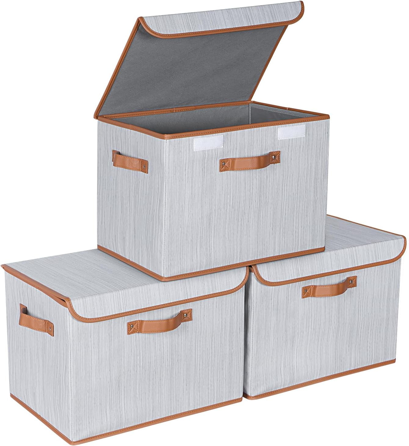Heavy Duty Fabric Storage Bins with Lid, Large 17" 10 Gallon Stackable ...