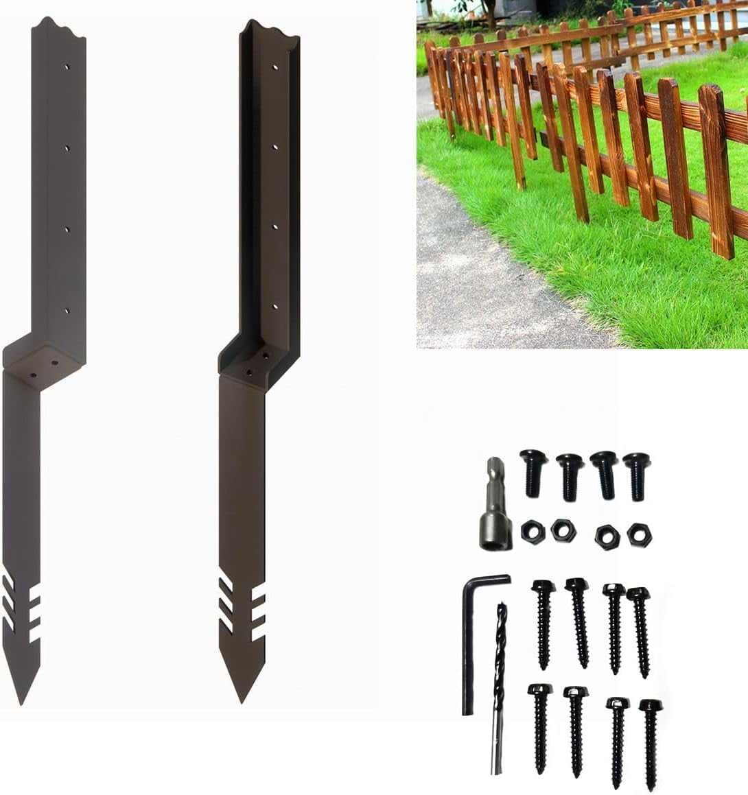 Heavy Duty Fence Post Repair Kit, 2 Pack Fence Post Anchor Ground Spike ...