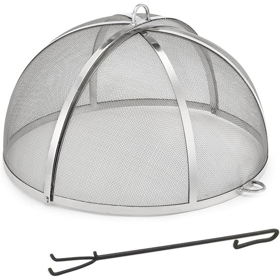Heavy Duty Fire Pit Spark Screen with Lifter, Stainless Steel, Hinged ...