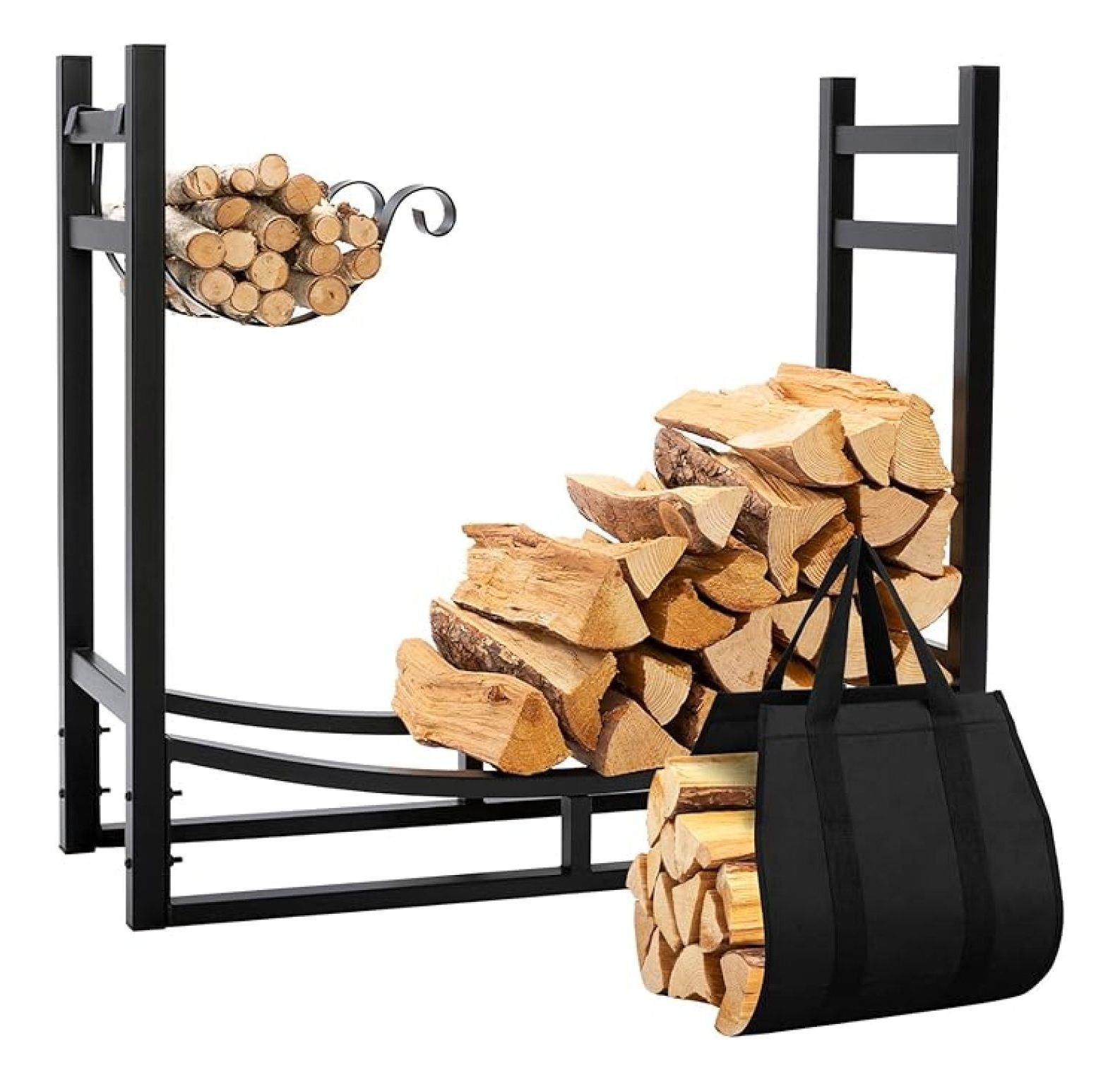 Heavy Duty Firewood Racks 3 Feet Indoor/Outdoor Log Rack with Kindling ...