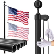 EZ-Pole Liberty 17 ft. Aluminum Telescopic Flagpole Kit with Swivels ...