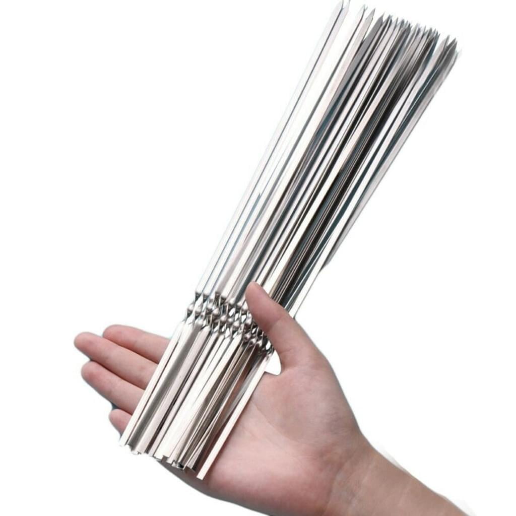 Heavy Duty Flat Blade Stainless Steel Skewers, Perfect Length Heat ...